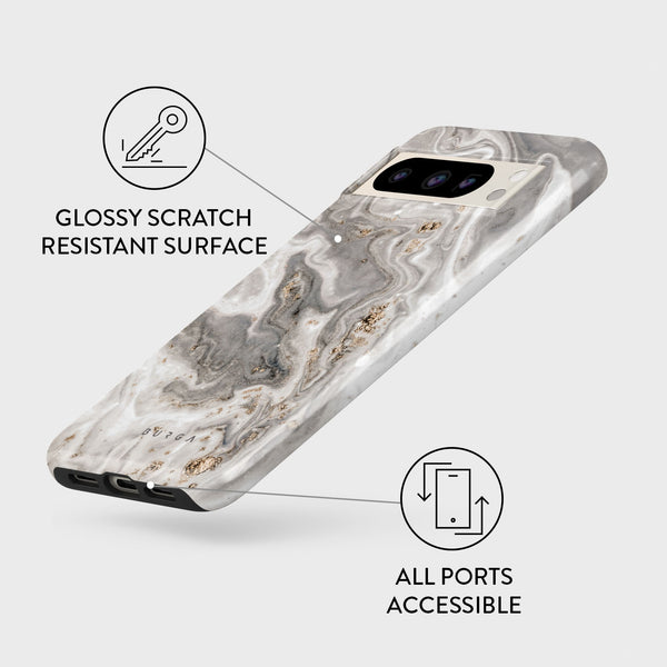 Snowstorm - Grey Marble Google Pixel 8 Pro Case | BURGA