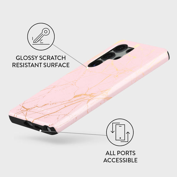 Peachy Gold - Pink Marble Samsung Galaxy S25 Ultra Case | BURGA