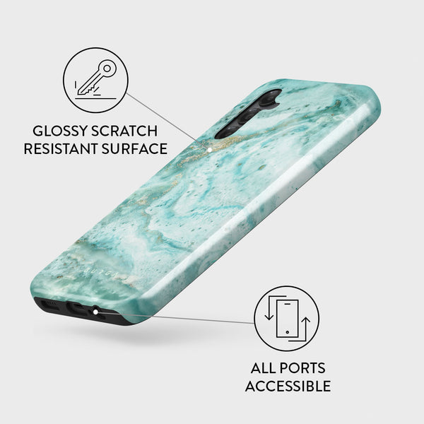 Uluwatu Waves - Teal Samsung Galaxy A14 5G Case | BURGA