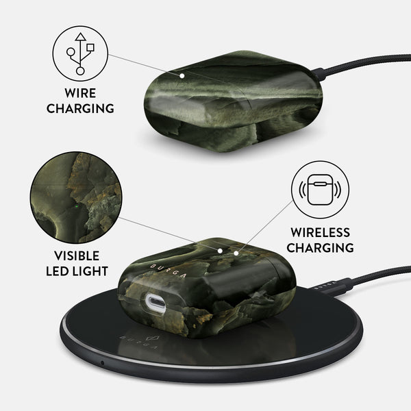 Misty Forest - Green Marble Apple Airpod Case Cover | BURGA